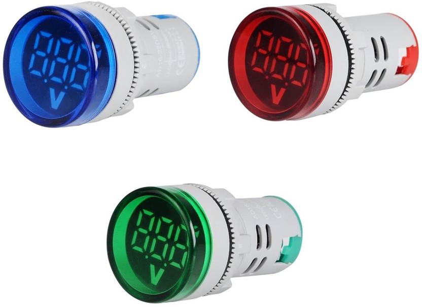 VENDOZ Voltage Meter LED Display Digital Volt Indicator Combo, (1 Set ...