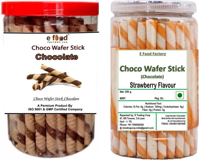 E Food Factory Choco Wafer Stick Rolls Chocolate & Orange 250 g each ...