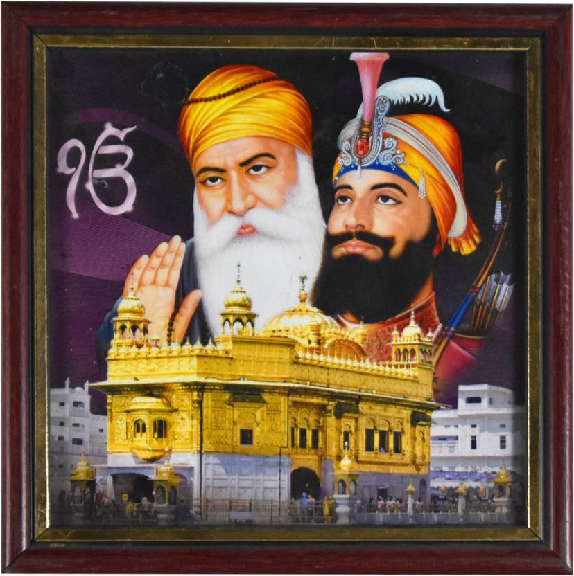 Chaque Decor Black Frame Guru Nanak Dev ji With Gobind Singh Texture ...