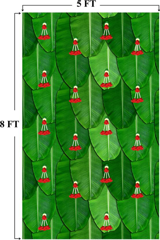 Tejas Creation Banana leaf with Red flower Backdrop for Decoration ...