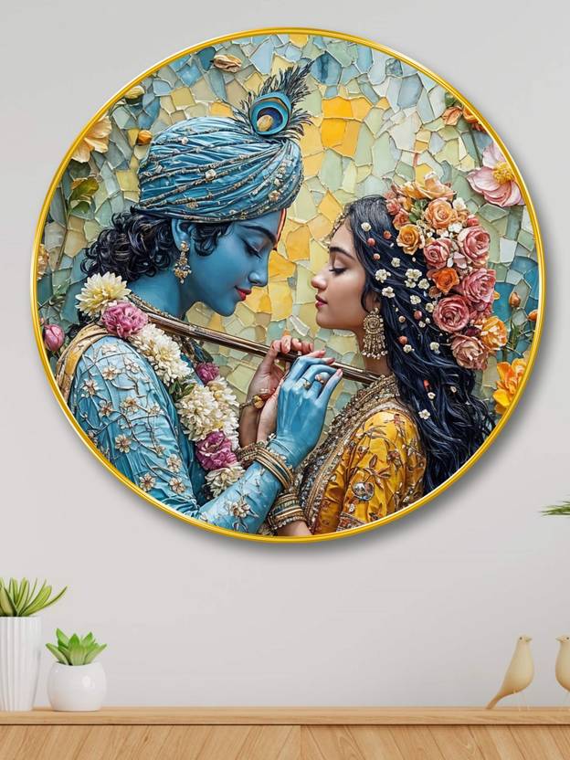 SAF PRINT Radha Krishna Mosaic Wall Art | Romantic Divine Couple ...