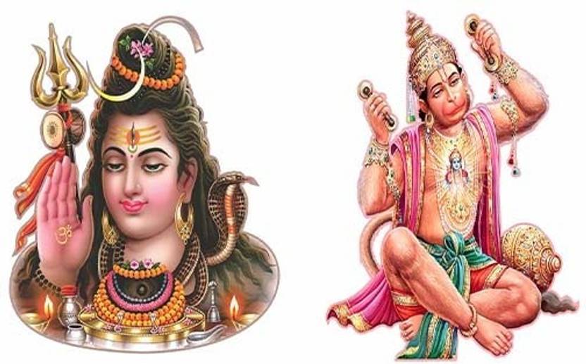 EJAart Combo Set of 2 Wall Stickers Shiv ji | Ram Bhakt Hanuman Pack of ...