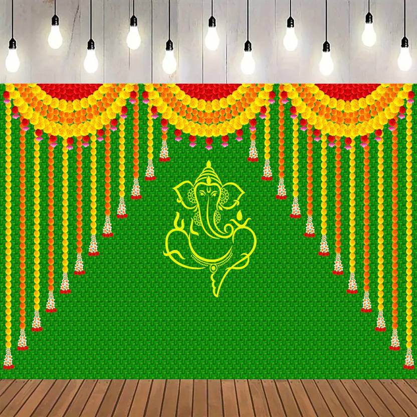 Ashu creation Lord Ganesh Ji Backdrop for Pooja Decoration 8F & 5F ...