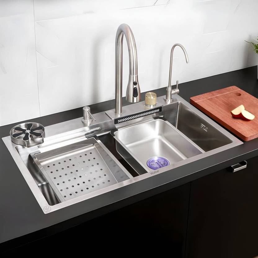 RUHE Nano Kitchen Sink 304-Grade Single Bowl (30x18x9 Inches) with ...