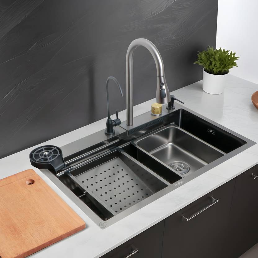 RUHE Nano Kitchen Sink 304-Grade Single Bowl (30x18x9 Inches) with ...