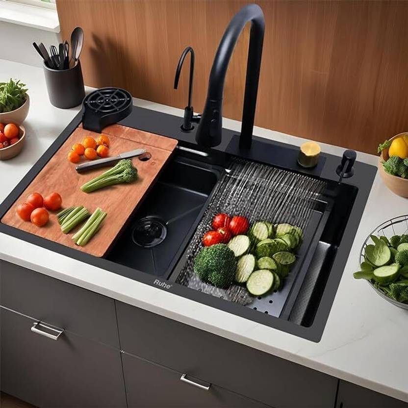 RUHE Nano Kitchen Sink 304-Grade Single Bowl (30x18x9 Inches) with ...