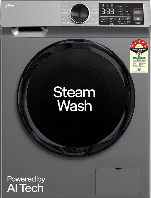 Godrej 9 kg 5 Star, AI Tech, Steam Wash Fully Automatic Front Load ...