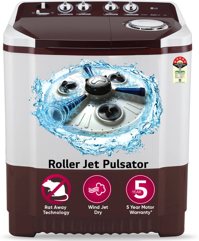 LG 8 kg Semi Automatic Top Load Washing Machine White, Maroon Price in ...