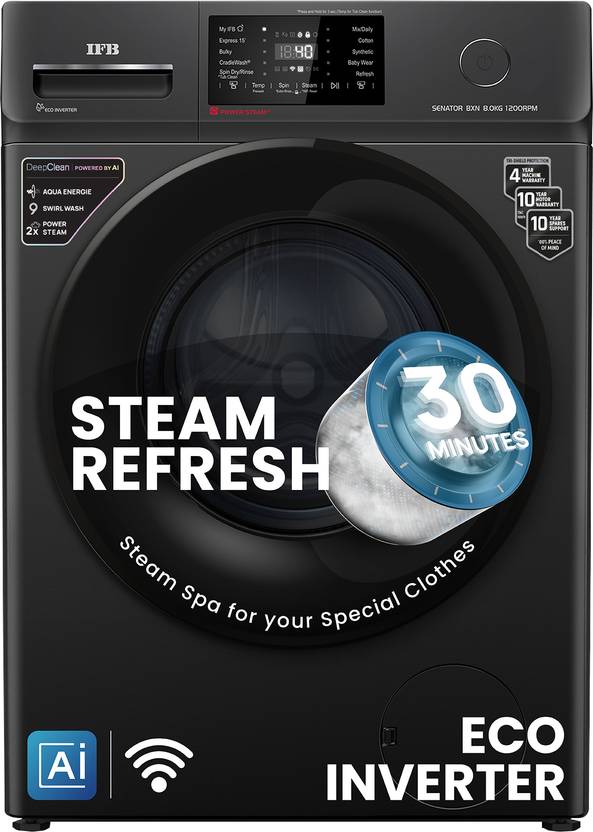 IFB 8 kg 5 Star with Steam Refresh program, 9 Swirl Wash, Eco Inverter ...