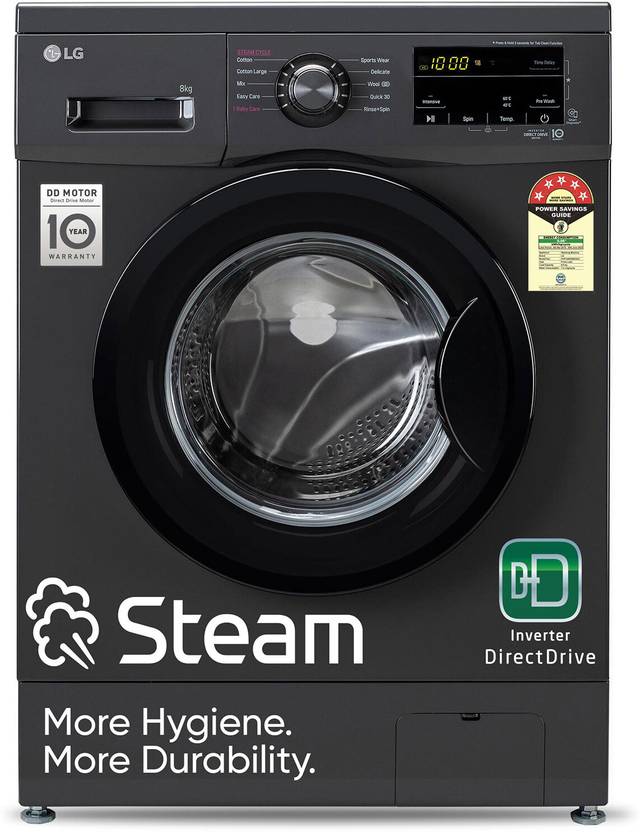 LG 8 kg 5 Star with Steam, Inverter Direct Drive, 6 Motion Direct Drive ...