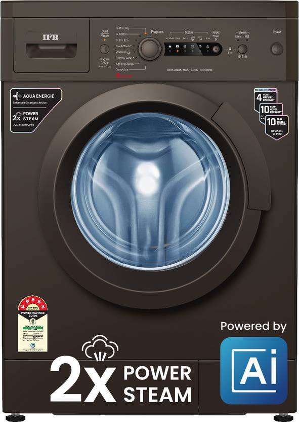 IFB 7 kg Powered by AI, 5 Star, with 2x Steam Cycle Fully Automatic Front Load Washing Machine ...