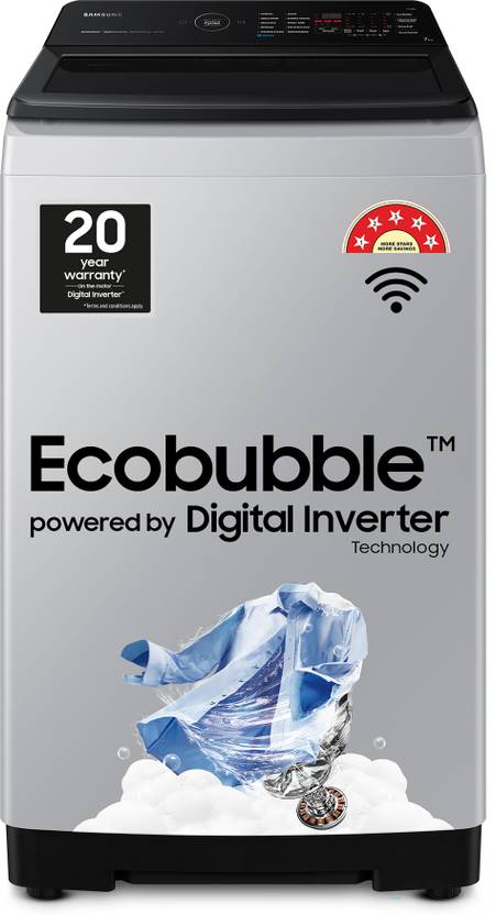 Samsung 7 kg 5 star, Ecobubble, Wi-Fi, Digital Inverter,Hygiene Steam ...