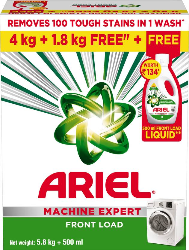 Ariel Matic Detergent Powder Front Load - 5.8kg+500ml Liquid free ...
