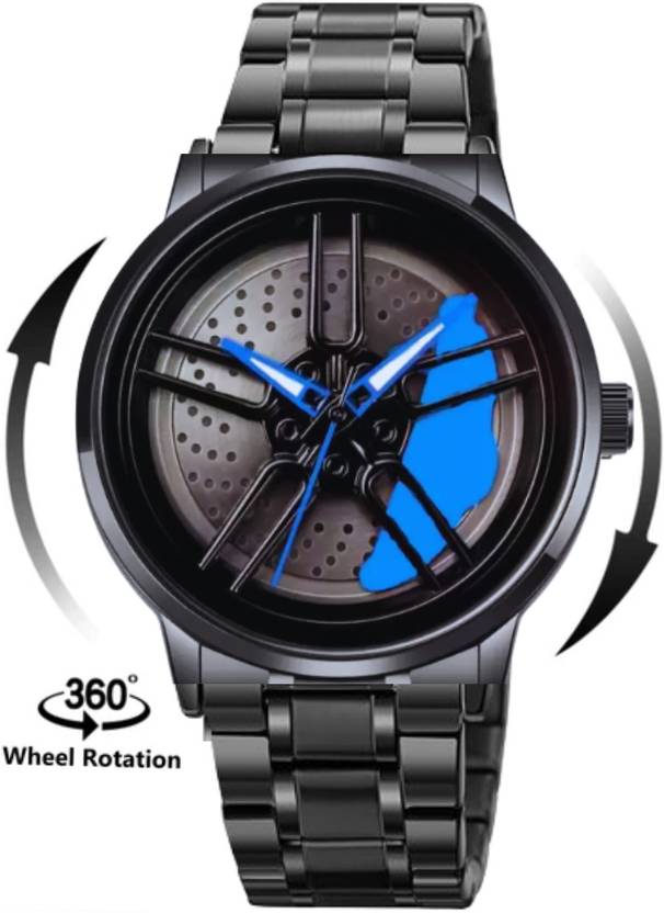 SHEEEN Spinning car wheel rotating gyro blue watch Car wheel watch | Spinning watch | Roatating ...