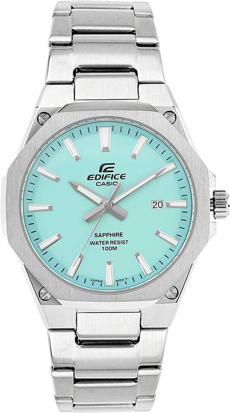 CASIO EFR-S108D-2BVUDF Edifice Turquoise Dial Stainless Steel Band ...
