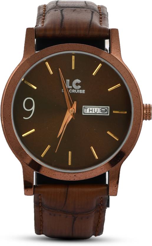 La Cruise La Cruise Men Brown Dial Analogue Watch with Date & Day ...