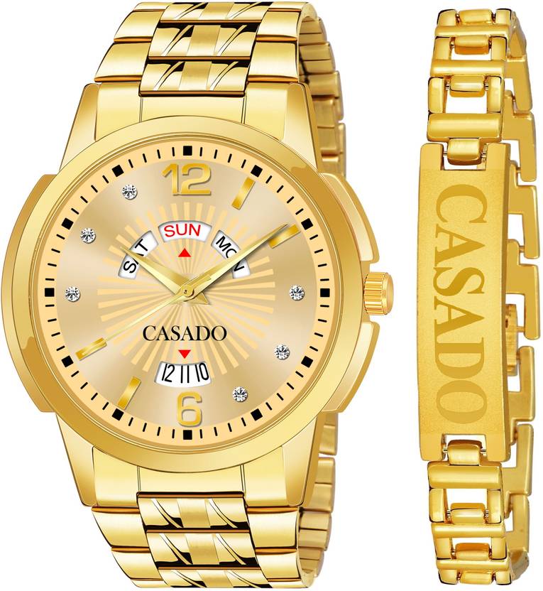 Casado Branded | Gold Plated | Studded | 3D Cut Glass | Day and Date ...