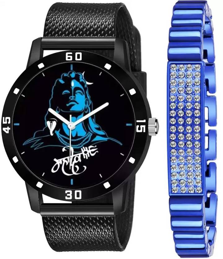Bluemont Mahadev Watch with Diamond Bracelet for Boys And Mens Wear in ...