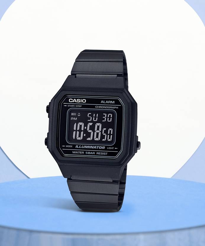 CASIO B650WB-1BDF Vintage Black Dial Black Stainless Steel Band Digital ...
