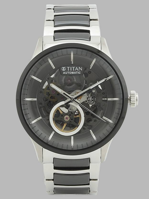 Titan Titan Automatic Grey Dial Silver & Black Ceramic Strap Analog ...