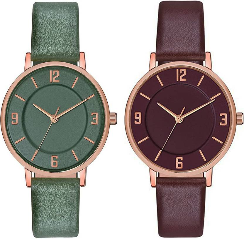 Varni Retail Lates Green RingTypeDial Green & Maroon Leather Analoge ...