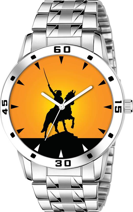 Talgo C.SHIVAJI-AVO-SIL-STL Veer Shivaji Design Round Orange Color Dial ...