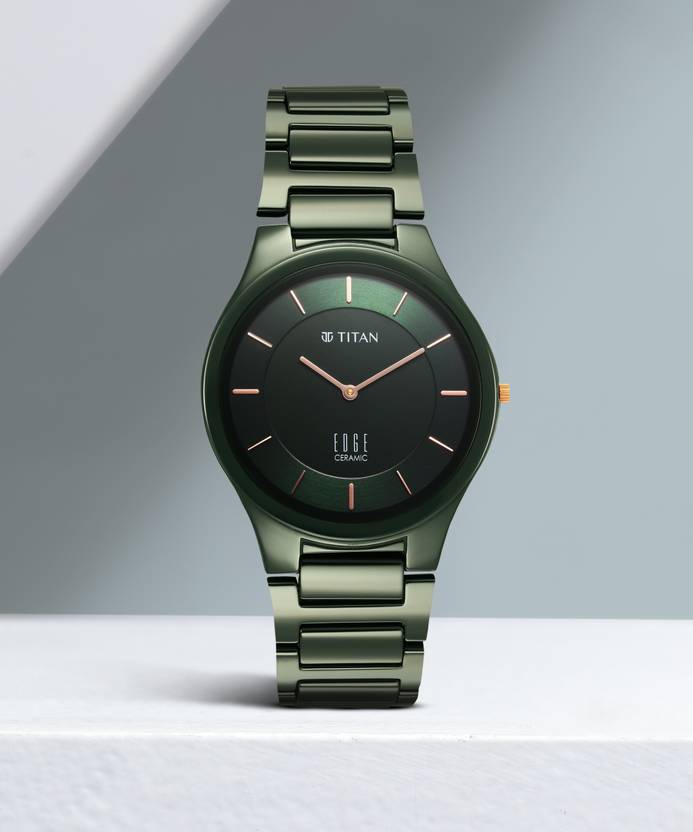 Titan Edge Ceramic Quartz in Glossy Green Dial Analog Watch - For Men ...