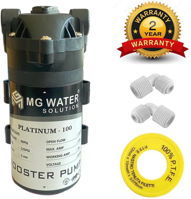 MG WATER SOLUTION RO Booster Pump 100GPD with Elbow and Teflon tape All ...