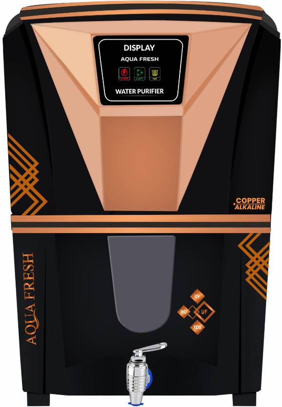 Aqua Fresh CrystalIi black LED COPPER+RO+UV+TDS 12 L electric borewell ...