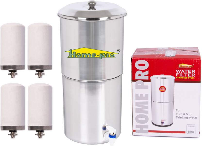 Home Pro 30L Gravity Water Filter – Stainless Steel, 4 Candle