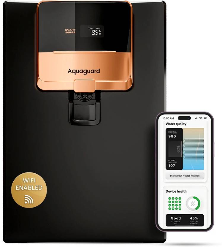 Aquaguard Ritz Pro 2X Life, WiFi-enabled, Smart IoT, 9-Stage, Stainless ...