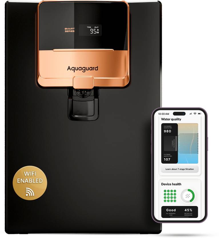Aquaguard Ritz Pro 2X Life, WiFi-enabled, Smart IoT, 9-Stage, Stainless ...