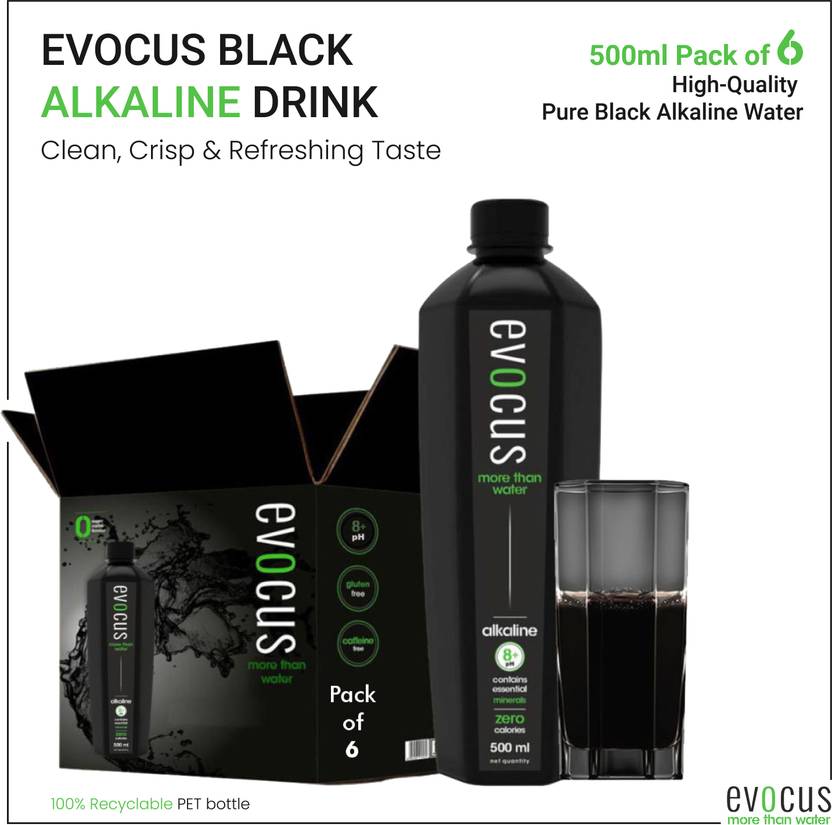 EVOCUS Black Alkaline Drink | 8+pH Mineral Water Price in India - Buy ...