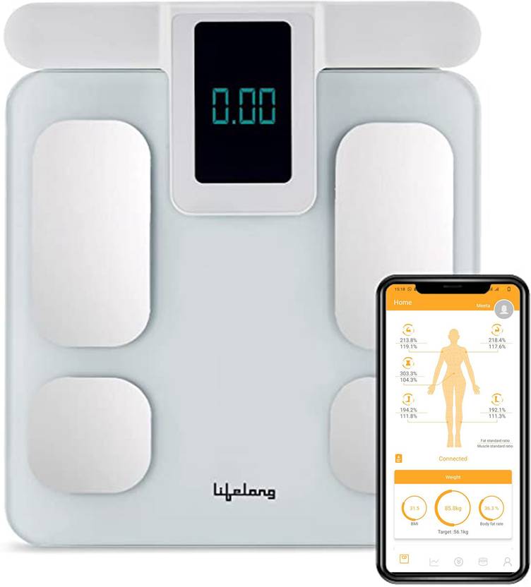 Lifelong 8 electrode Smart Body Fat Scale (With weight Machine display ...