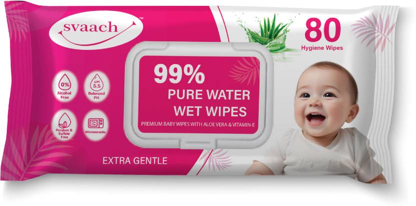 svaach 99% Pure Water Wet Wipes 80 pcs Price in India - Buy svaach 99% ...