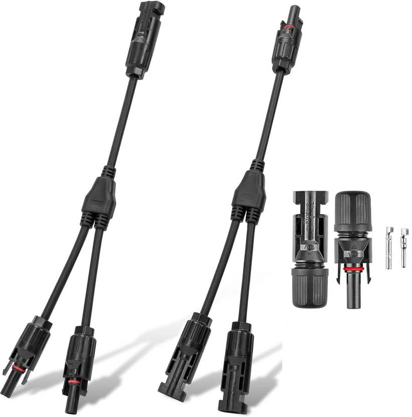 ABONIX MC4 Y Branch Solar Connector 1 Pair with 1 Pair MC4 Male/Female Connector Wire Connector ...
