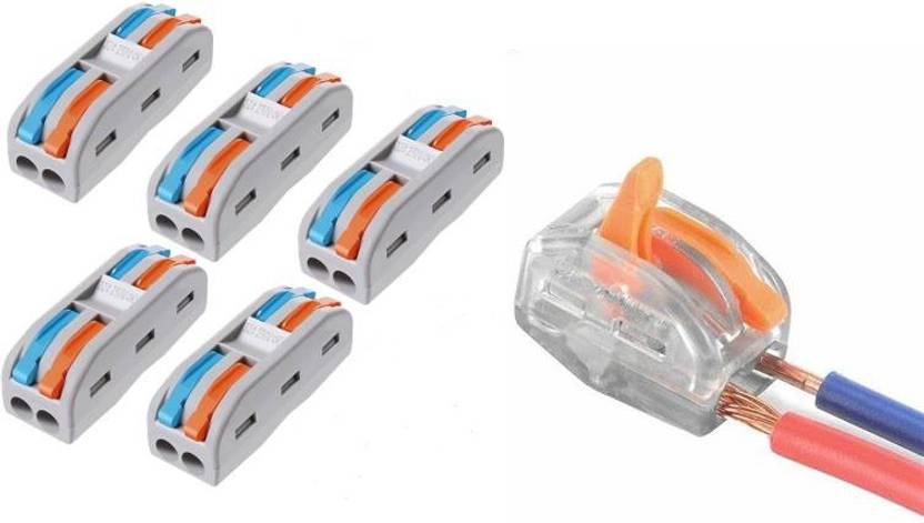 SK Electronics 5 Pcs PCT Push 2in-2out Connector Compact Wires Size 0. ...