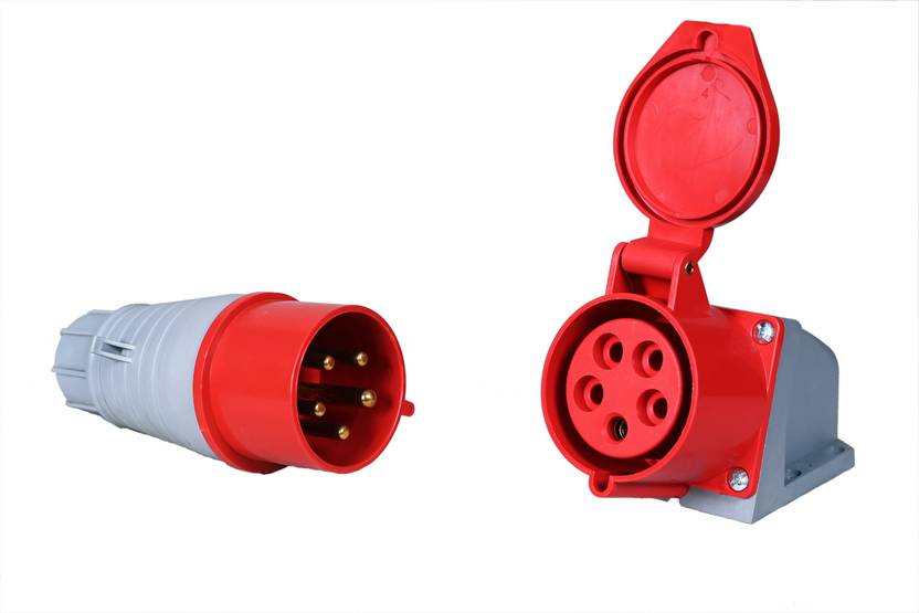 DECENT AIR SYSTEM 32A 5 Pin Industrial Wall Mount Plug Socket Wire ...