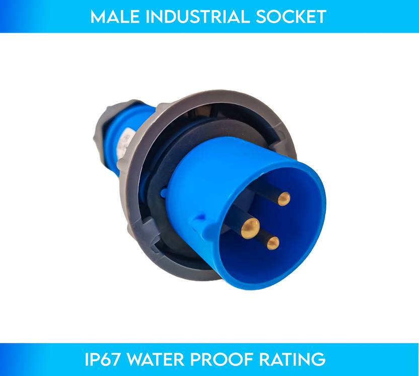 LXMI Heavy Duty (Male) 16A/3Pin Industrial Plug & Panel Socket Set 200 ...