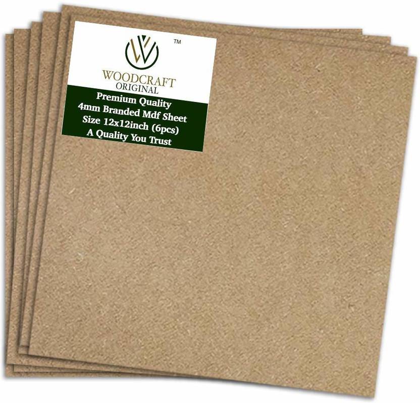 WOODCRAFT ORIGINAL MDF Board Sheets 2mm Thickness Size 12X12 inch Pack ...