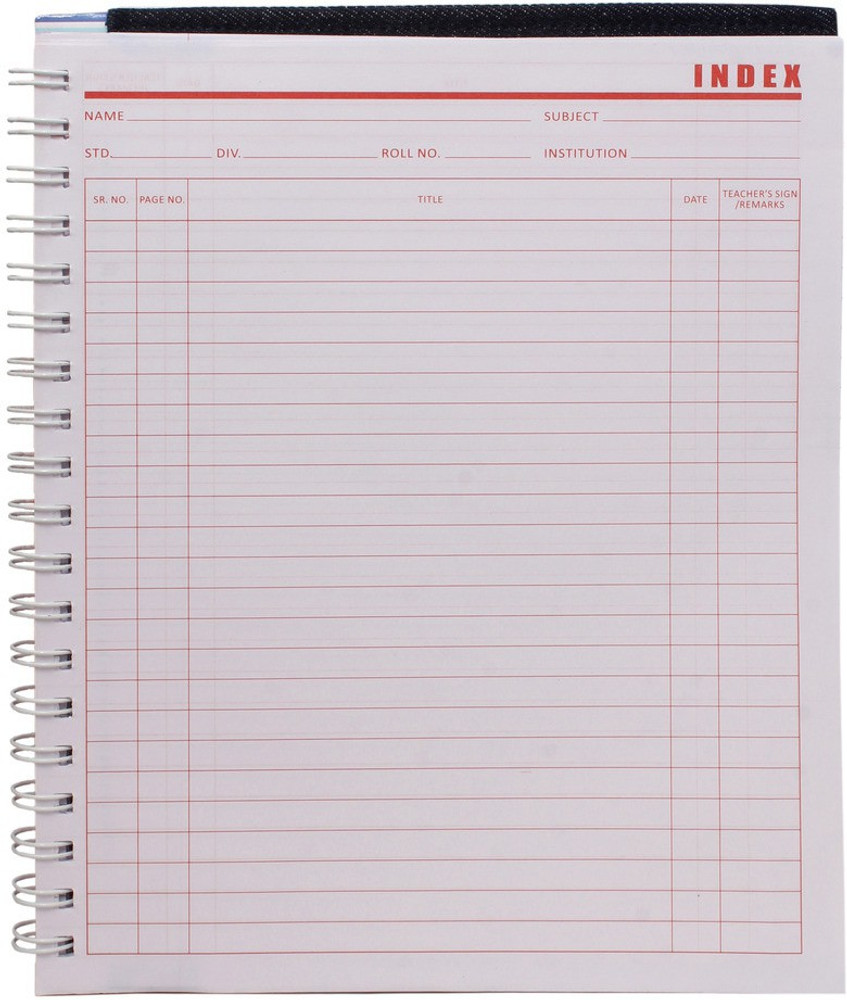 Classmate Blank Index Page