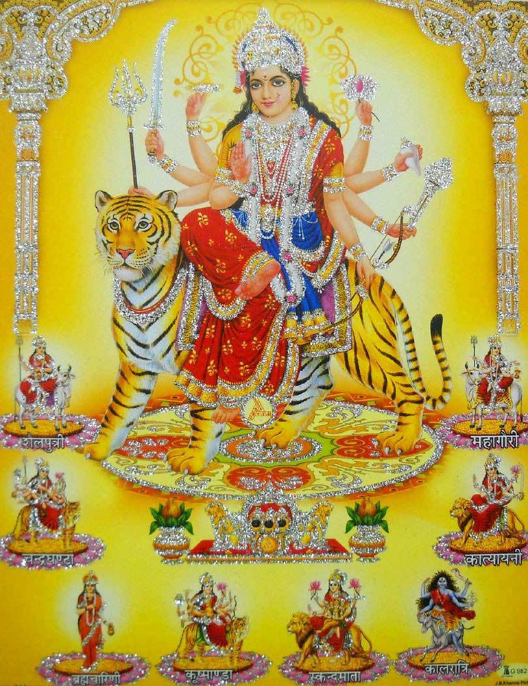 Hindu Goddess Parvati With Lion