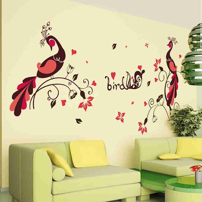 Flipkart SmartBuy 166 cm Wall Stickers Peacock Birds for Living Room Self Adhesive Sticker
