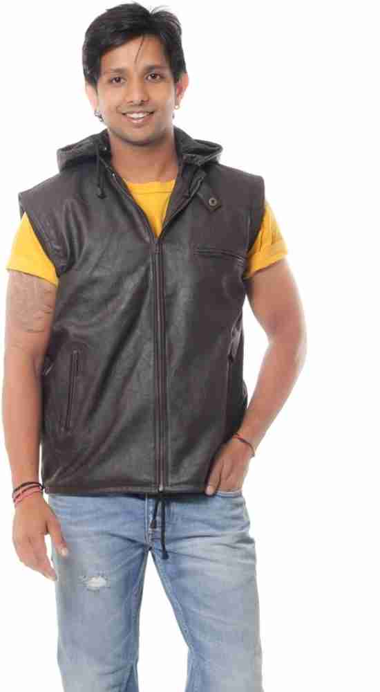 Sleeveless Leather Jacket For Men