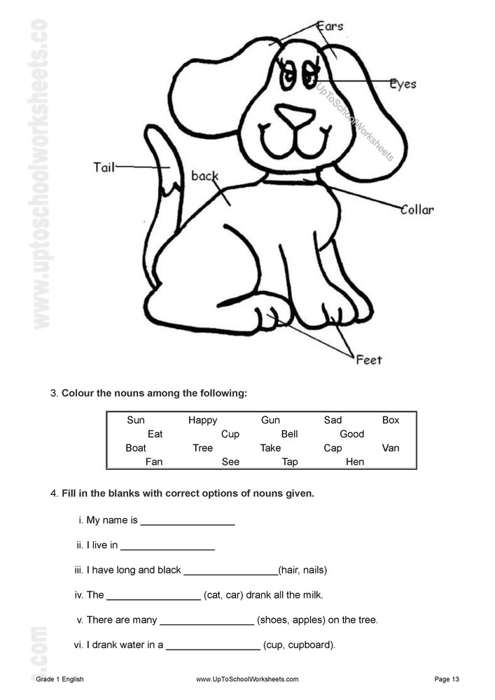 1st Grade English Grammar Worksheets Grade 1 Grammar & Writing