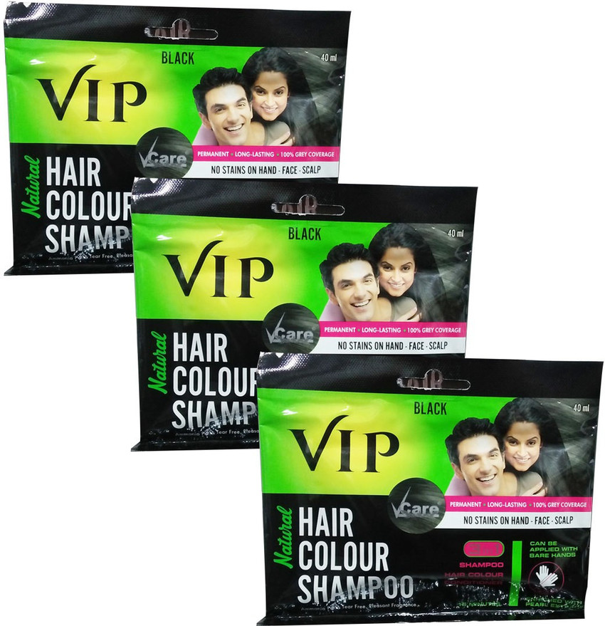 VIP HAIR COLOUR SHAMPOO, Black, 20ml (Pack Of 5) –, 53% OFF