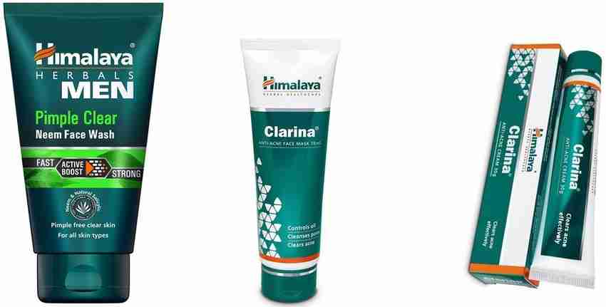 Himalaya Herbals mens pimple clear face wash with clarina mask and cream Price in India Buy Himalaya Herbals mens pimple clear face wash with clarina mask and cream online at Flipkart