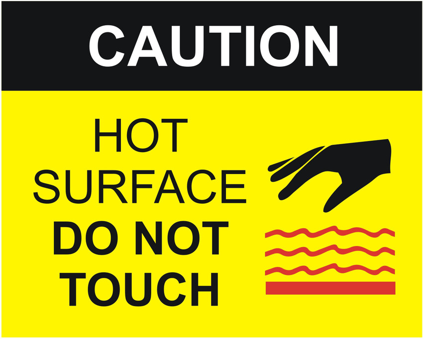 Caution Hot Surface Sign On White Background Stock Vector