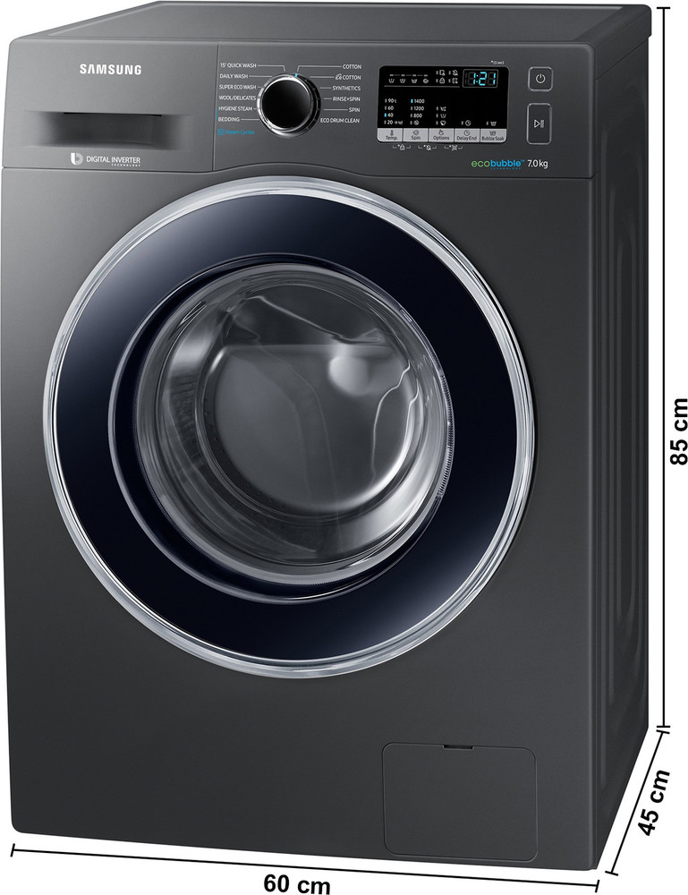 SAMSUNG 7 kg Fully Automatic Front Load Washing Machine with In built Heater Grey Price in India Buy SAMSUNG 7 kg Fully Automatic Front Load Washing Machine with In built Heater Grey online