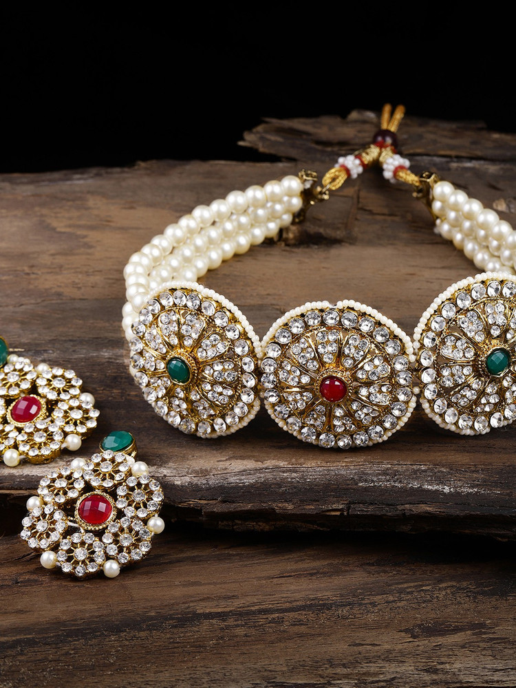 ZAVERI PEARLS Zinc Gold plated White Jewellery Set Price in India Buy ZAVERI PEARLS Zinc Gold plated White Jewellery Set Online at Best Prices in India Flipkart